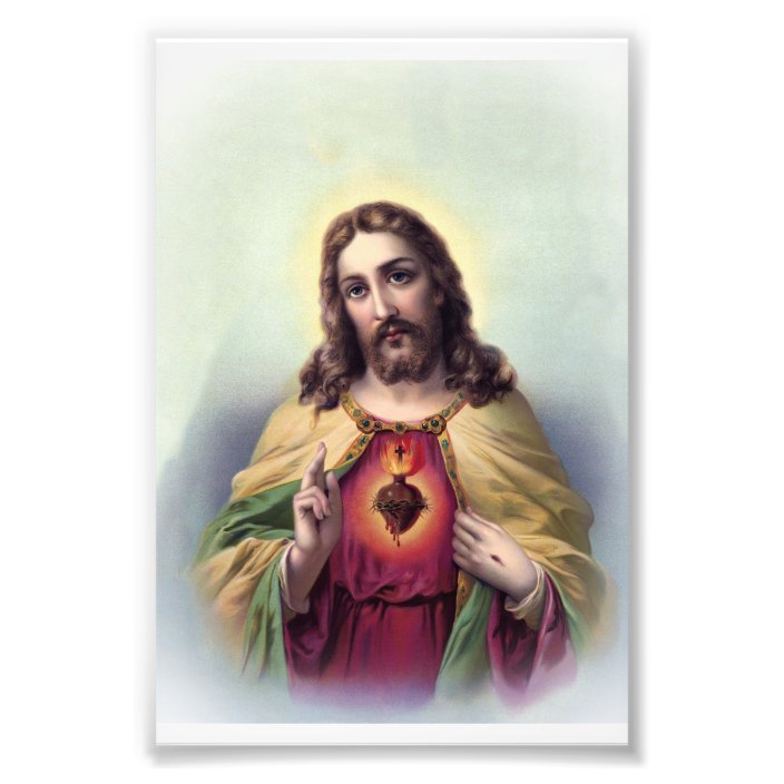 Jesus with Glowing Heart Photo Print | Zazzle.com