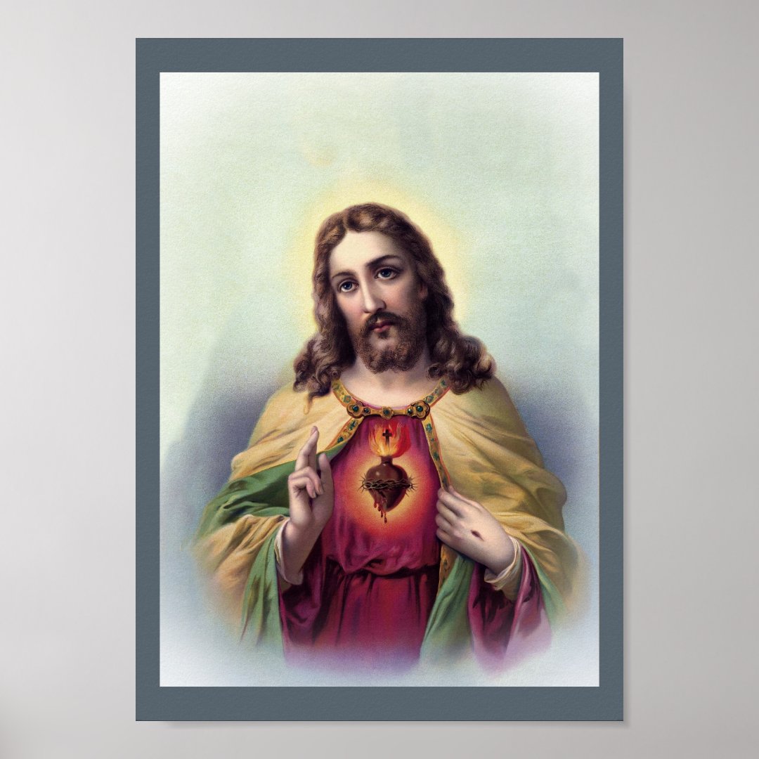 Jesus with Glowing Heart Poster | Zazzle