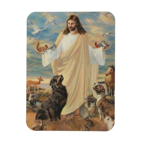 Jesus With The Animals Magnet | Zazzle.com