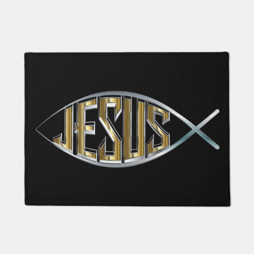 Jesus within a Fish Symbol Doormat | Zazzle