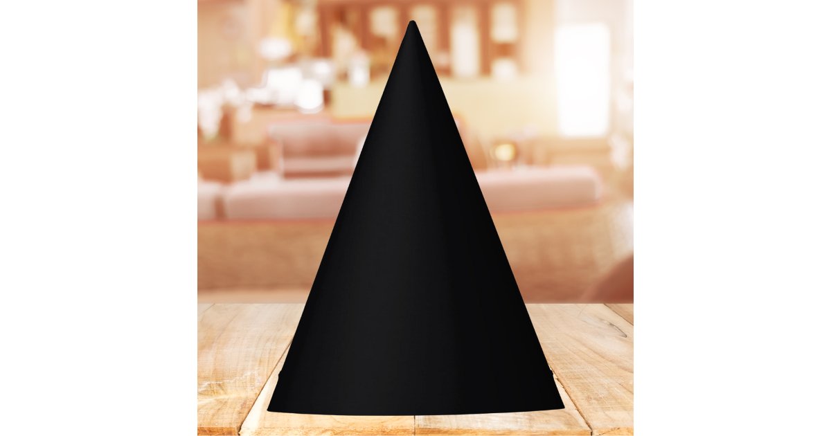 Jet Black Solid Color Party Hat | Zazzle