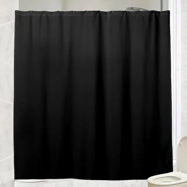 Jet Black Solid Color Simple Minimalist Shower Curtain | Zazzle
