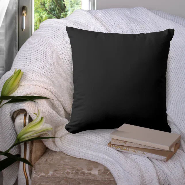 Jet Black Solid Color Simple Minimalist Throw Pillow | Zazzle