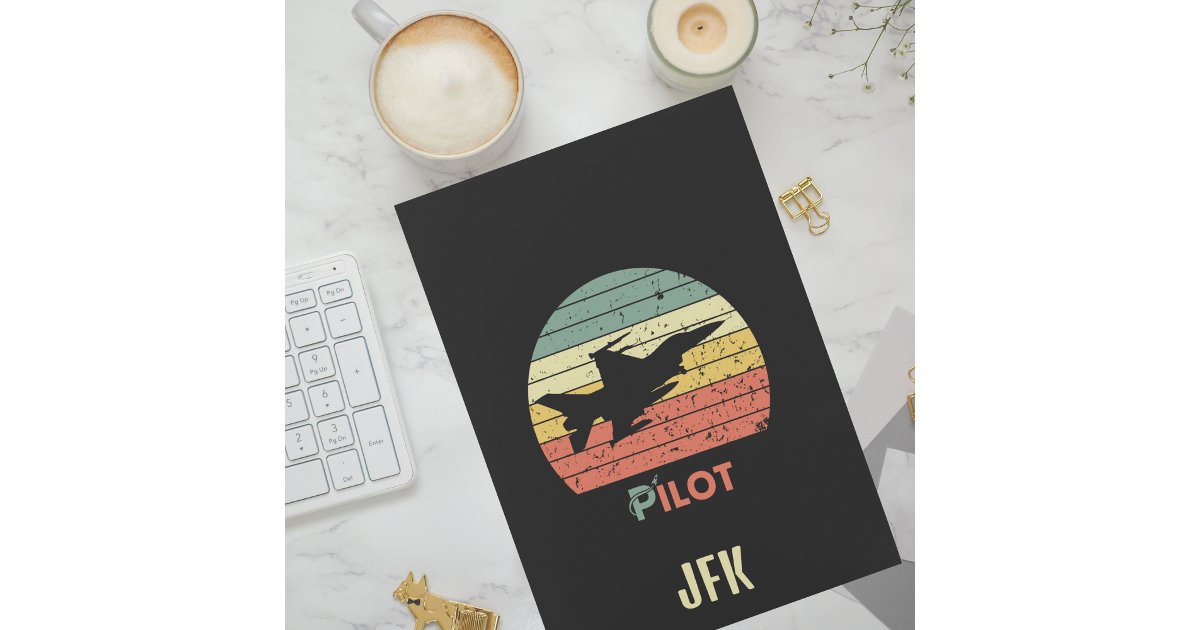 Jet Fighter Airplane Pilot Retro Sunset Custom Pocket Folder | Zazzle