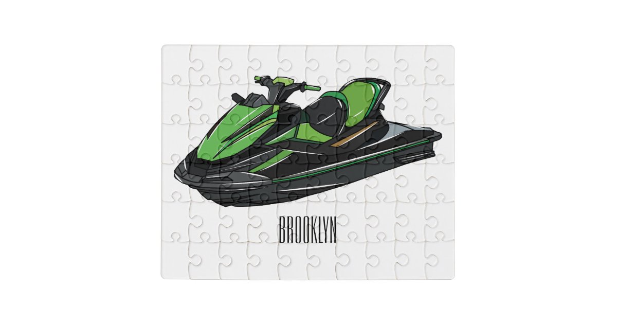 Jet ski cartoon illustration jigsaw puzzle | Zazzle