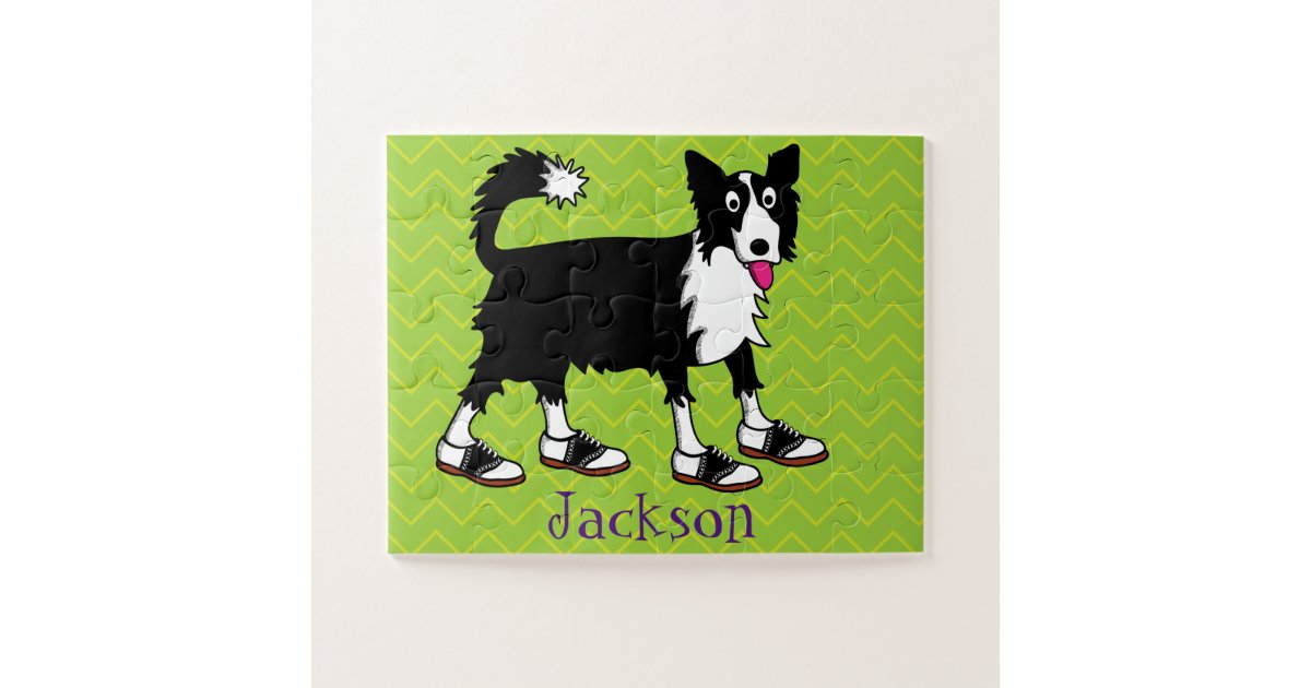 Jett the Border Collie Kids Personalized Jigsaw Puzzle | Zazzle