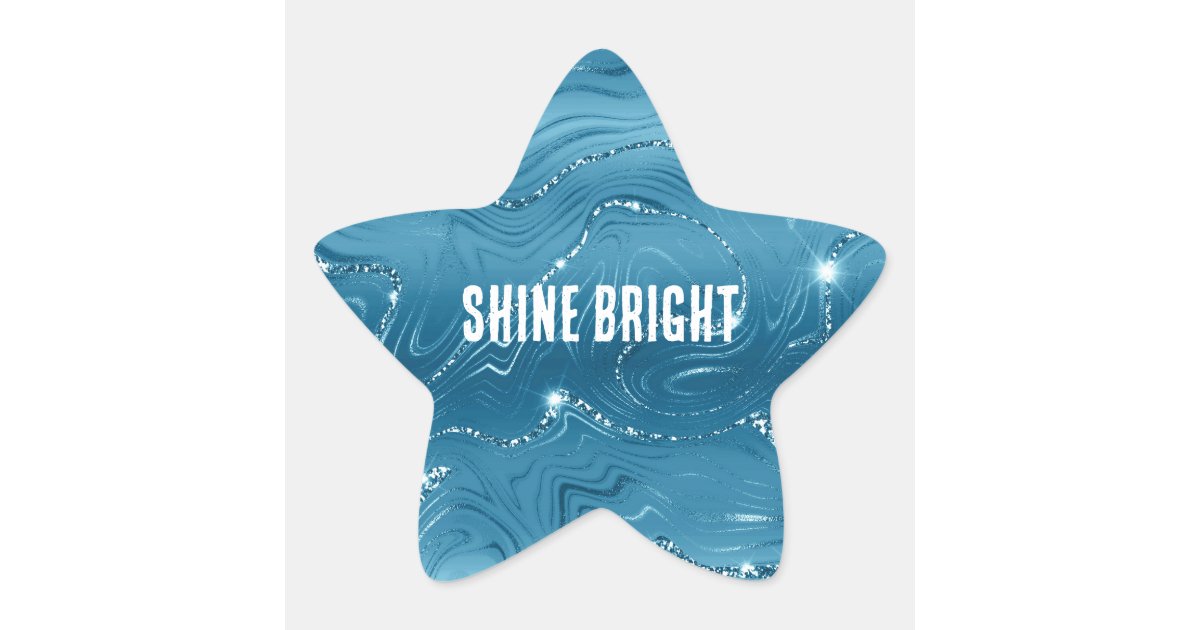 Jewel Aqua Blue Glittery Glitz Star Sticker | Zazzle