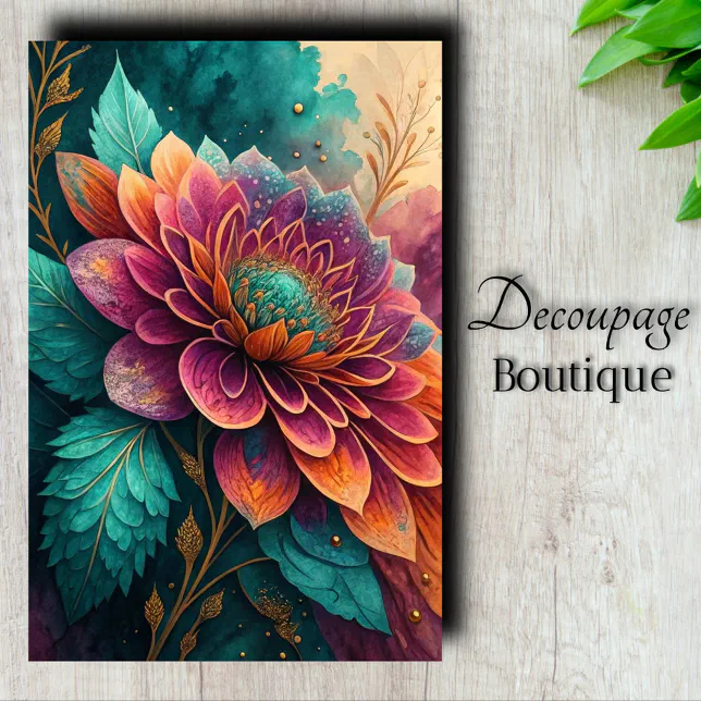 Jewel Dahlia Decoupage Tissue Paper | Zazzle