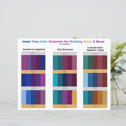 Jewel Tone Wedding Color Schemes Palettes | Zazzle