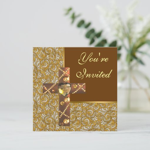 Jeweled Christian Cross Party Invitation | Zazzle