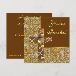Jeweled Christian Cross Party Invitation | Zazzle