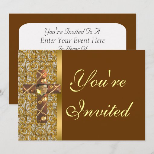 Jeweled Christian Cross Party Invitation | Zazzle