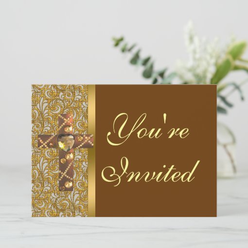 Jeweled Christian Cross Party Invitation | Zazzle