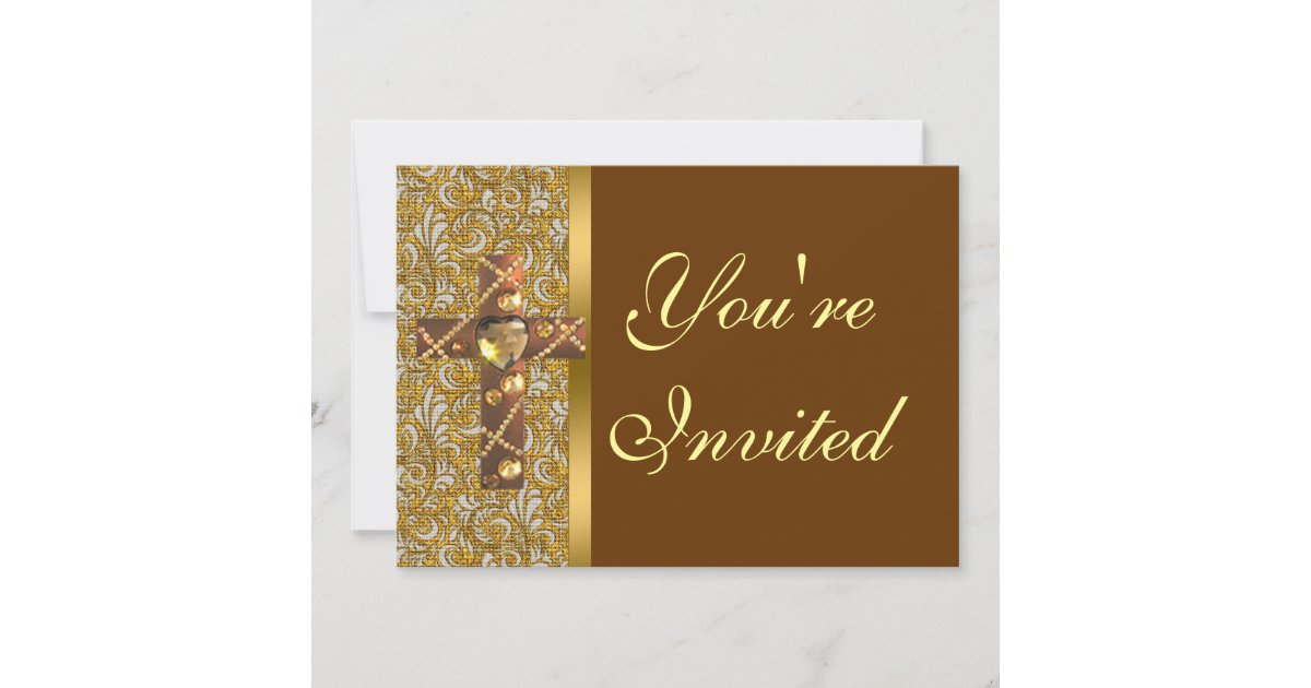 Jeweled Christian Cross Party Invitation | Zazzle