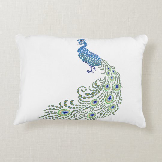 Jeweled Peacock Decorative Pillow