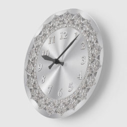 Jeweled Silver 2 Large Clock | Zazzle