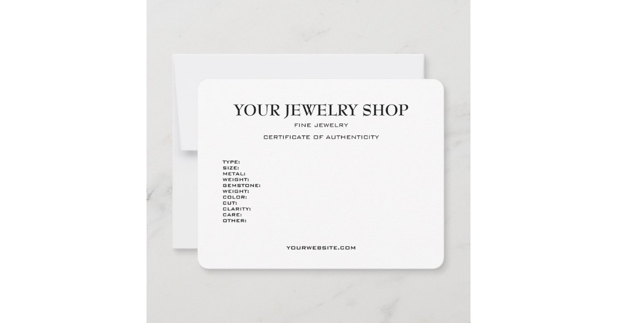 Jewelry Certificate of Authenticity Template | Zazzle