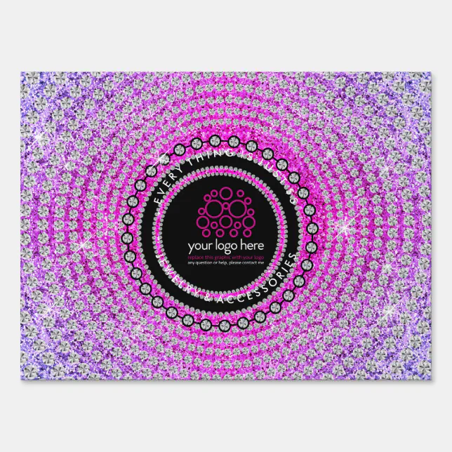 Jewelry Custom Logo Circle Diamonds Glitz Bling Sign | Zazzle