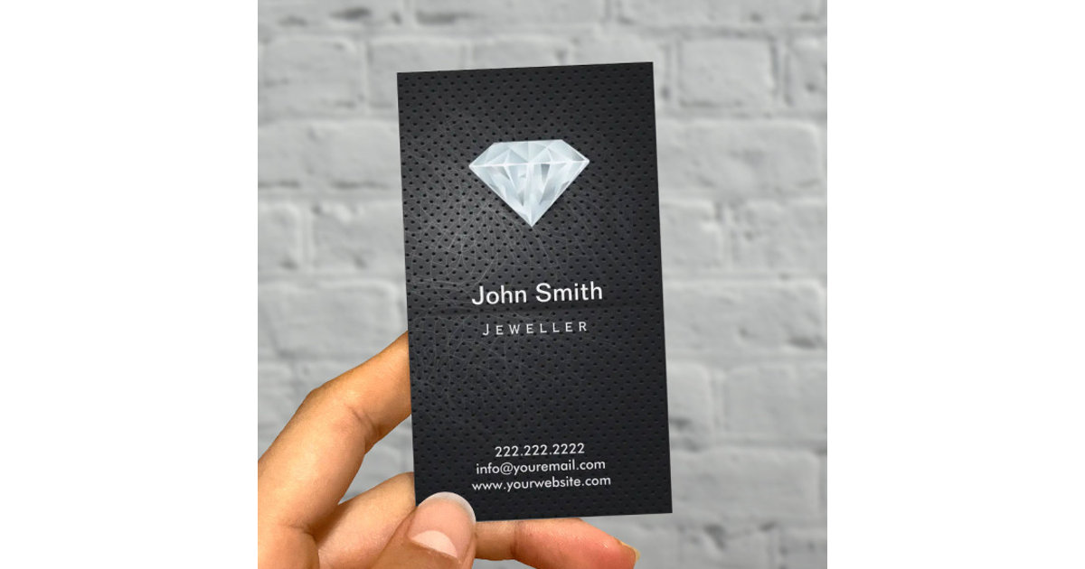 Jewelry Dark Metal & Diamond Business Card | Zazzle