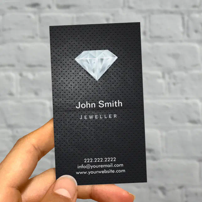 Jewelry Dark Metal & Diamond Business Card | Zazzle