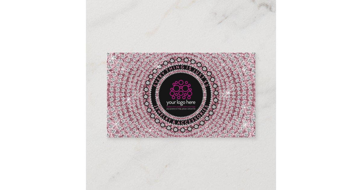 Jewelry Glitter Pink Diamonds Business Card | Zazzle