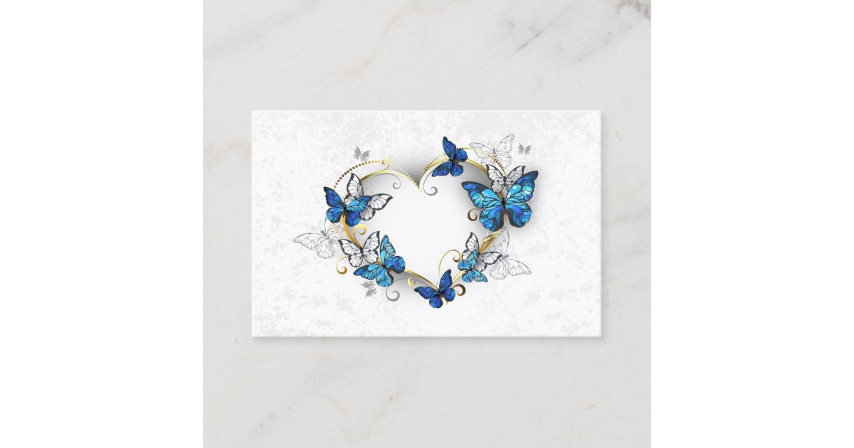 Jewelry Heart with Butterflies Morpho Business Card | Zazzle