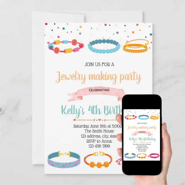 Jewelry making party invitation | Zazzle