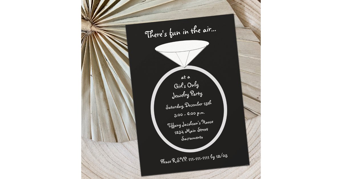 Jewelry Party Invitation Jewelry on Black | Zazzle