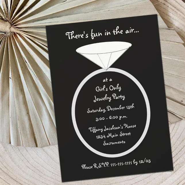 Jewelry Party Invitation Jewelry on Black | Zazzle