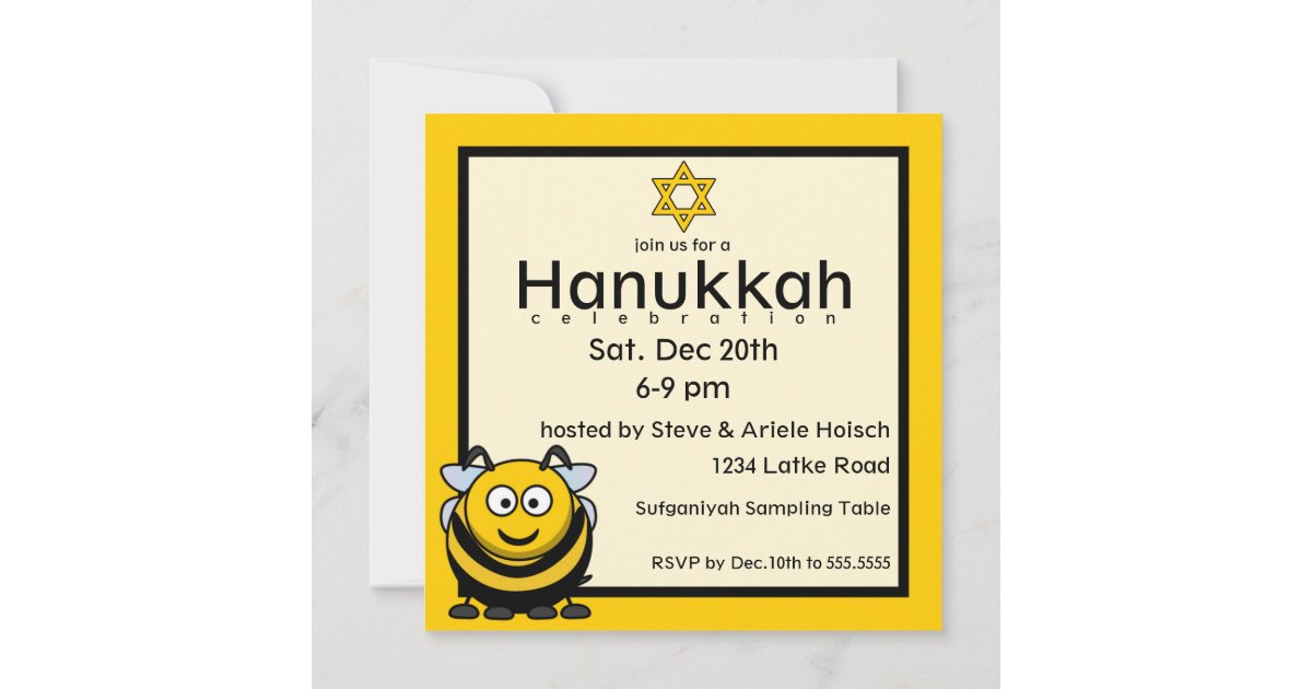Jewish Bee Star of David Hanukkah Invitation | Zazzle