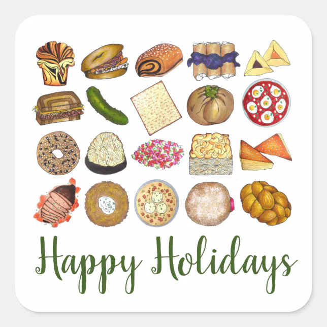 Jewish Cooking Cuisine Happy Holidays Dinner Square Sticker | Zazzle
