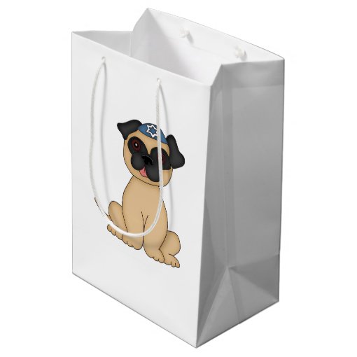 Jewish Holiday-Cute Beige Pug with Yarmulke Medium Gift Bag | Zazzle