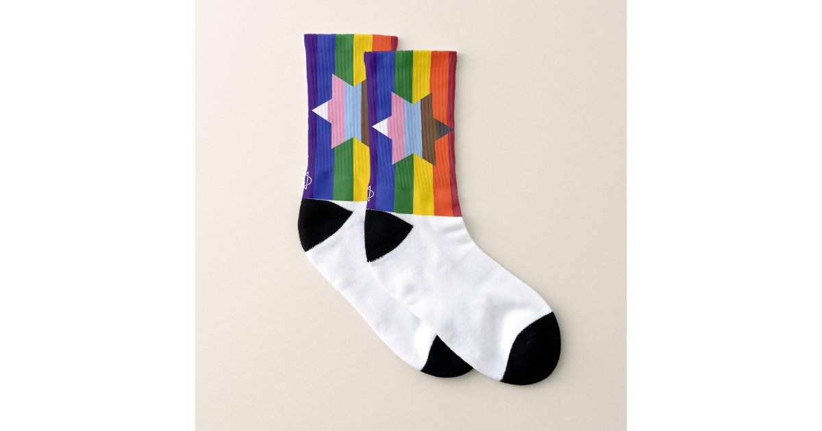 Jewish Inclusive Pride Flag Socks | Zazzle