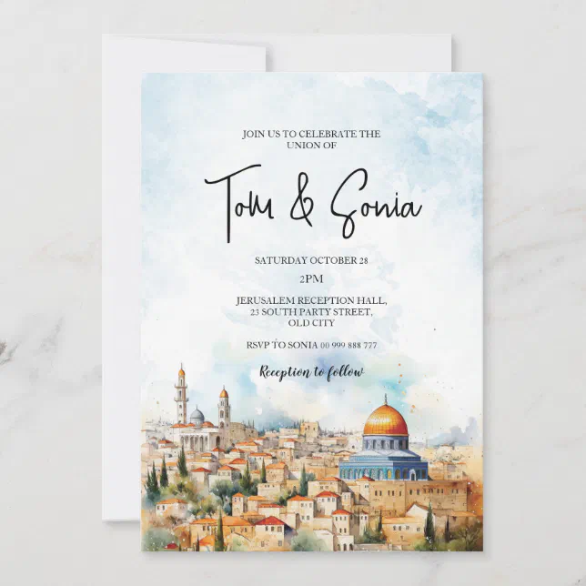 Jewish Jerusalem Wedding Destination Invitation | Zazzle