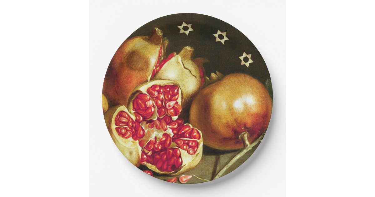 Jewish New Year | Rosh Hashanah Fine Art Paper Plates | Zazzle