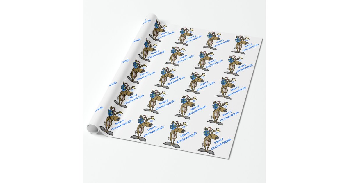 Jewish Reindeer Chrismukkah Wrapping Paper Ver.2 | Zazzle