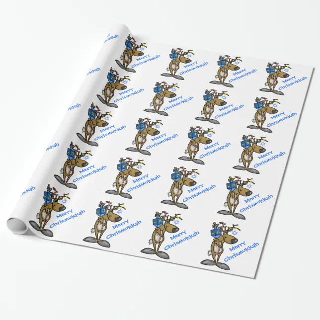 Jewish Reindeer Chrismukkah Wrapping Paper Ver.2 | Zazzle