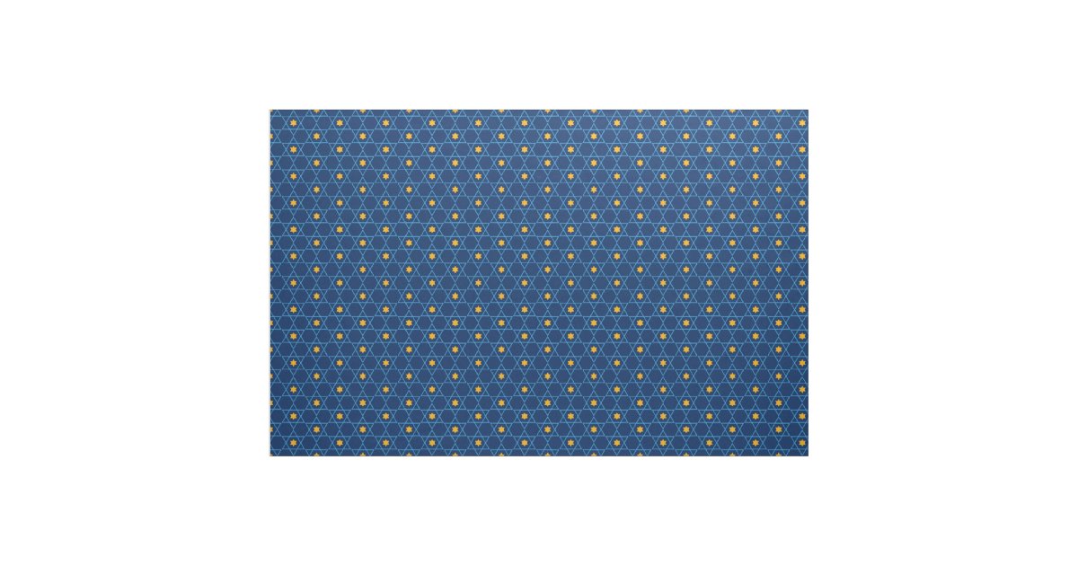 Jewish Star of David Pattern Blue Fabric | Zazzle