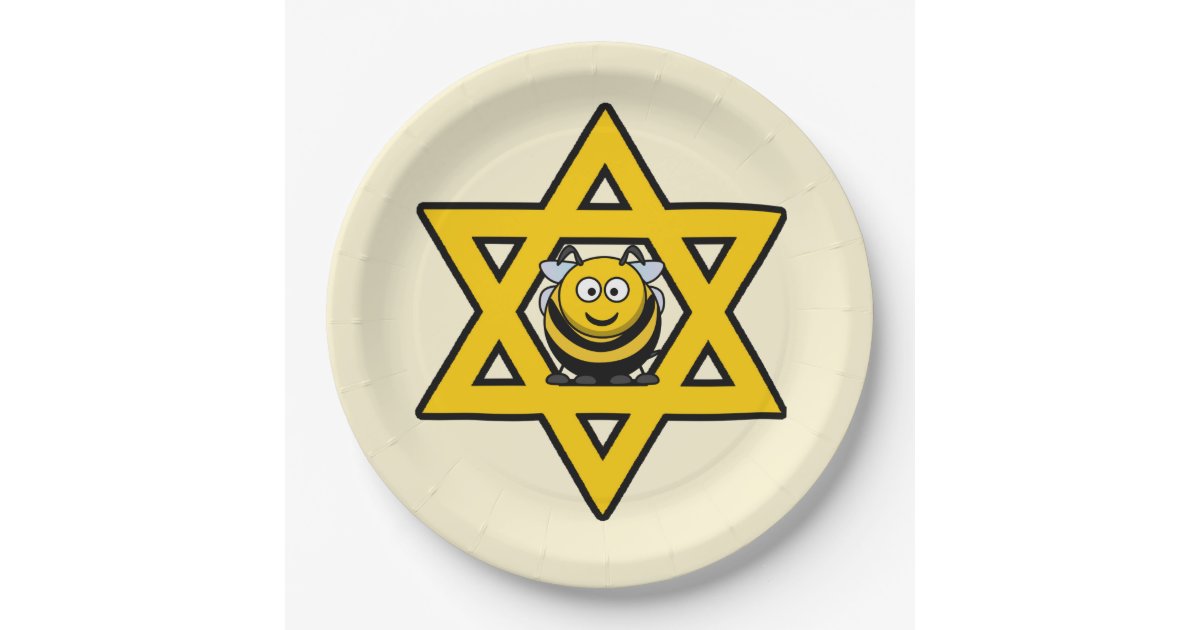 Jewish Star of David with a Honey Bee Paper Plates | Zazzle