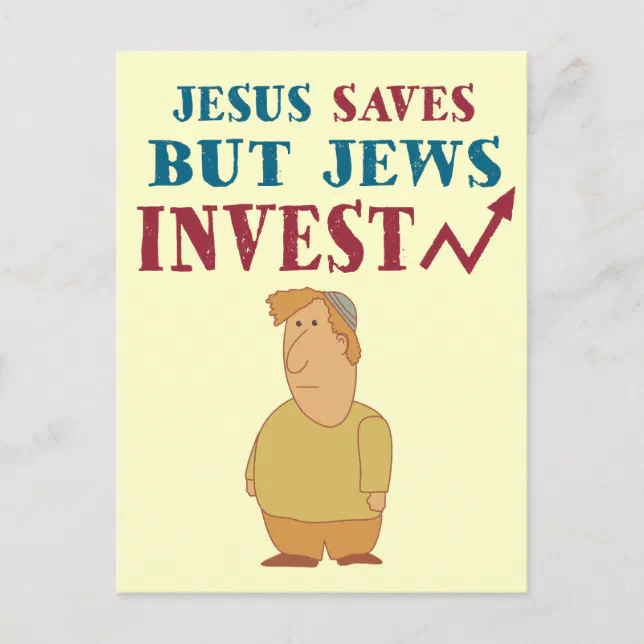 Jews Invest - Jewish finance humor Postcard | Zazzle