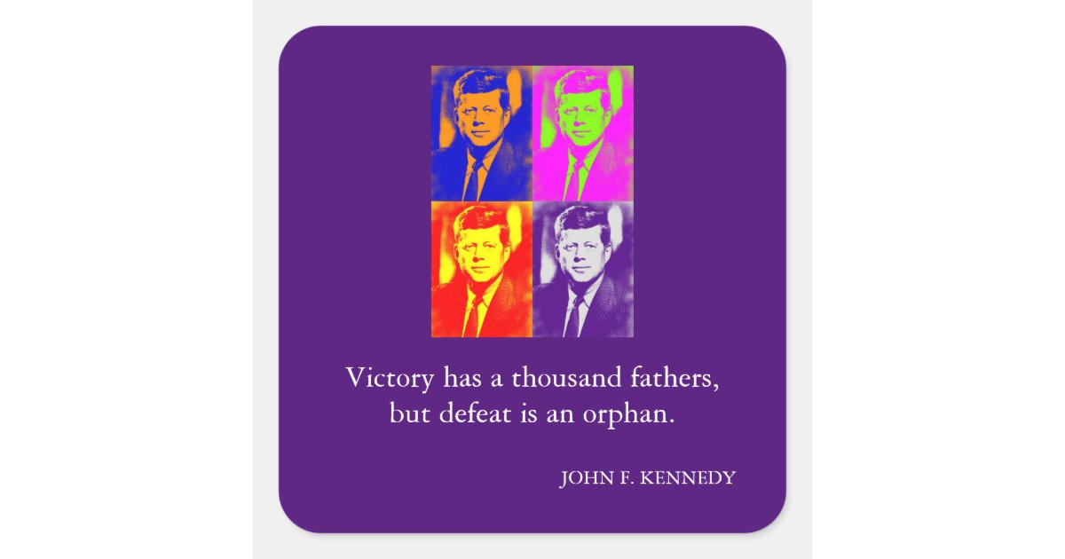 JFK John F. Kennedy Quote Victory Square Sticker | Zazzle