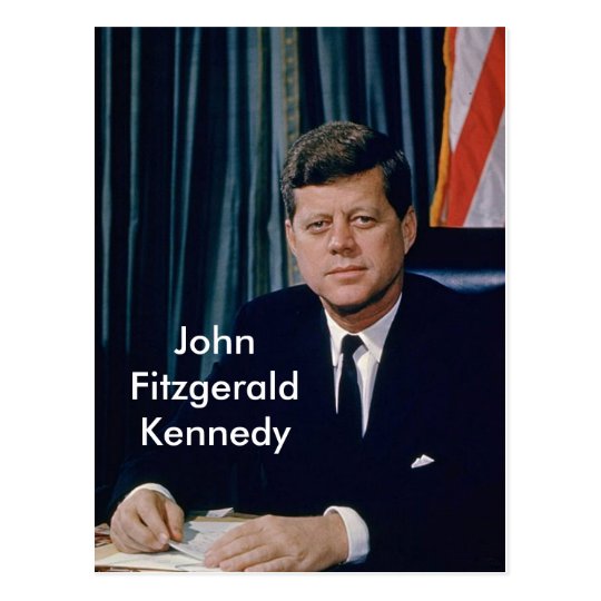 JFK official portrait from public domain Postcard | Zazzle.com