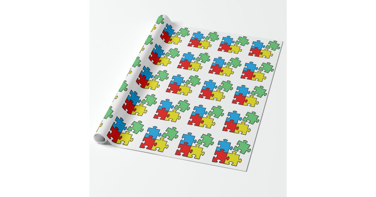Jigsaw Puzzle Pieces Design Wrapping Paper | Zazzle
