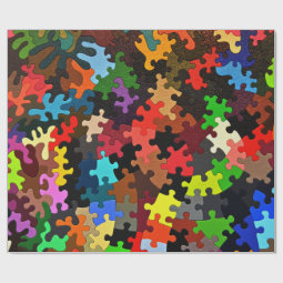 jigsaw puzzle wrapping paper | Zazzle