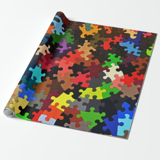 jigsaw puzzle wrapping paper | Zazzle.com