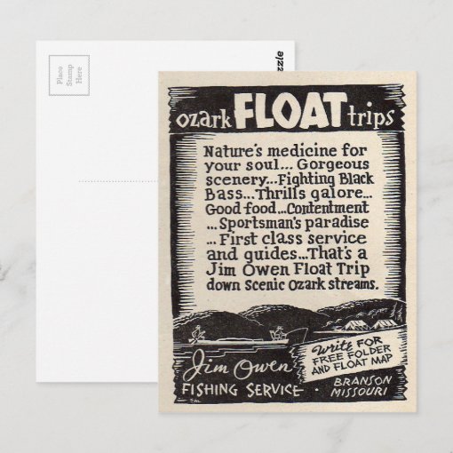 Jim Owen Float Trip Branson Missouri Postcard | Zazzle