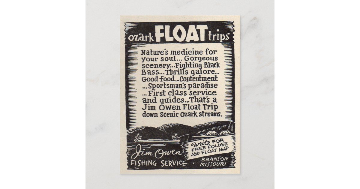 Jim Owen Float Trip Branson Missouri Postcard | Zazzle