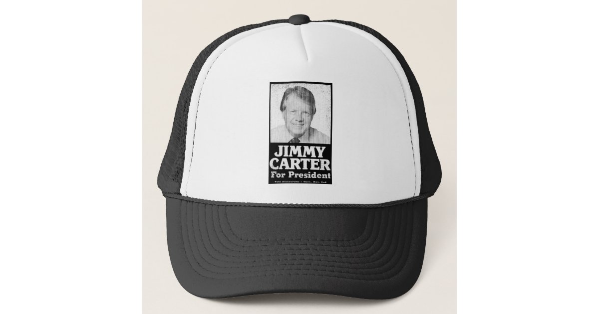 Jimmy Carter Distressed Black And White Trucker Hat | Zazzle