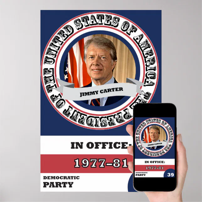 Jimmy Carter Presidential History Retro Poster | Zazzle