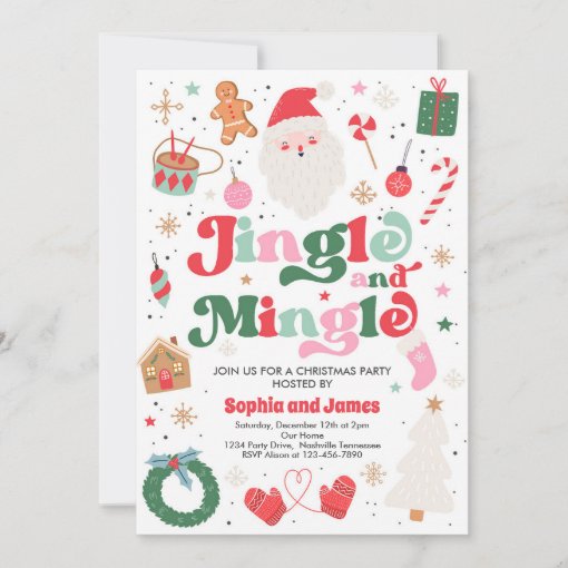 Jingle And Mingle Christmas Party Holiday Party Invitation | Zazzle